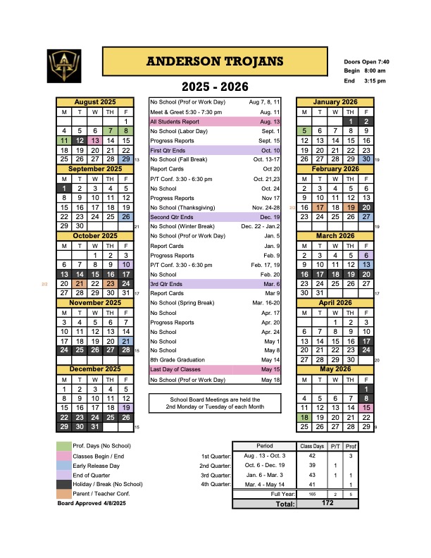 Anderson Public School - District Calendar